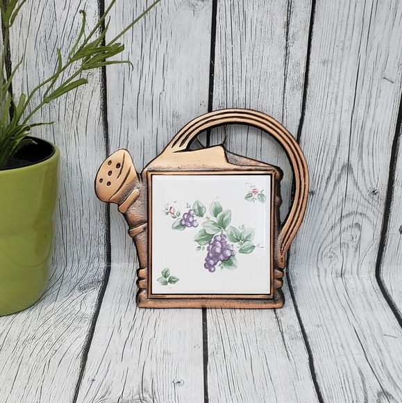 Unique Vintage | Kitchen | Vintage Grapevine Iron And Ceramic Watering ...
